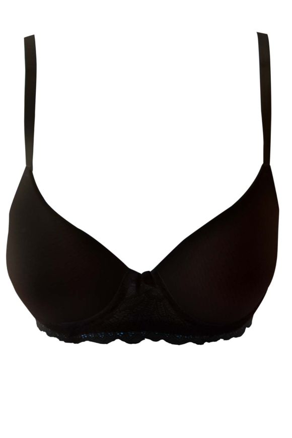 Liza Kadın Jakarlı Dantel Detaylı Destekli Sütyen - Siyah | Pınar Tekstil
