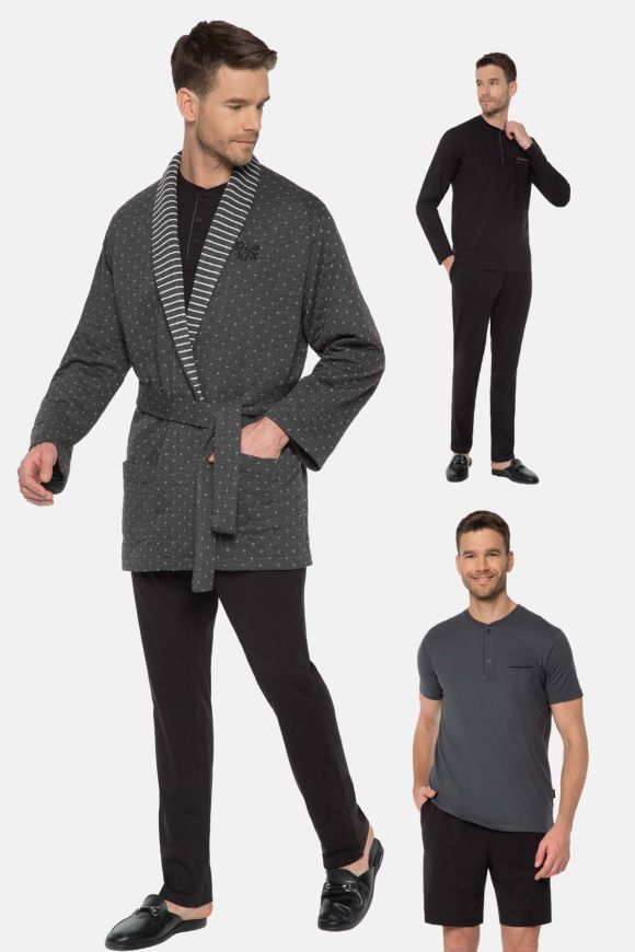 Pijalüx Erkek Desenli 5'li Rob Takım Kapitone | Pınar Tekstil