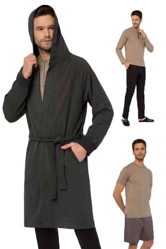 Pijalüx Erkek Örme Kapüşonlu 5'li Rob Takım Pamuklu | Pınar Tekstil