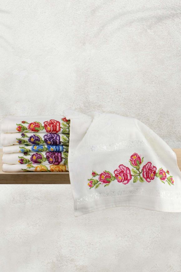 Pınarca Etamin Nakışlı El Yüz Havlusu 50x90 | Pınar Tekstil